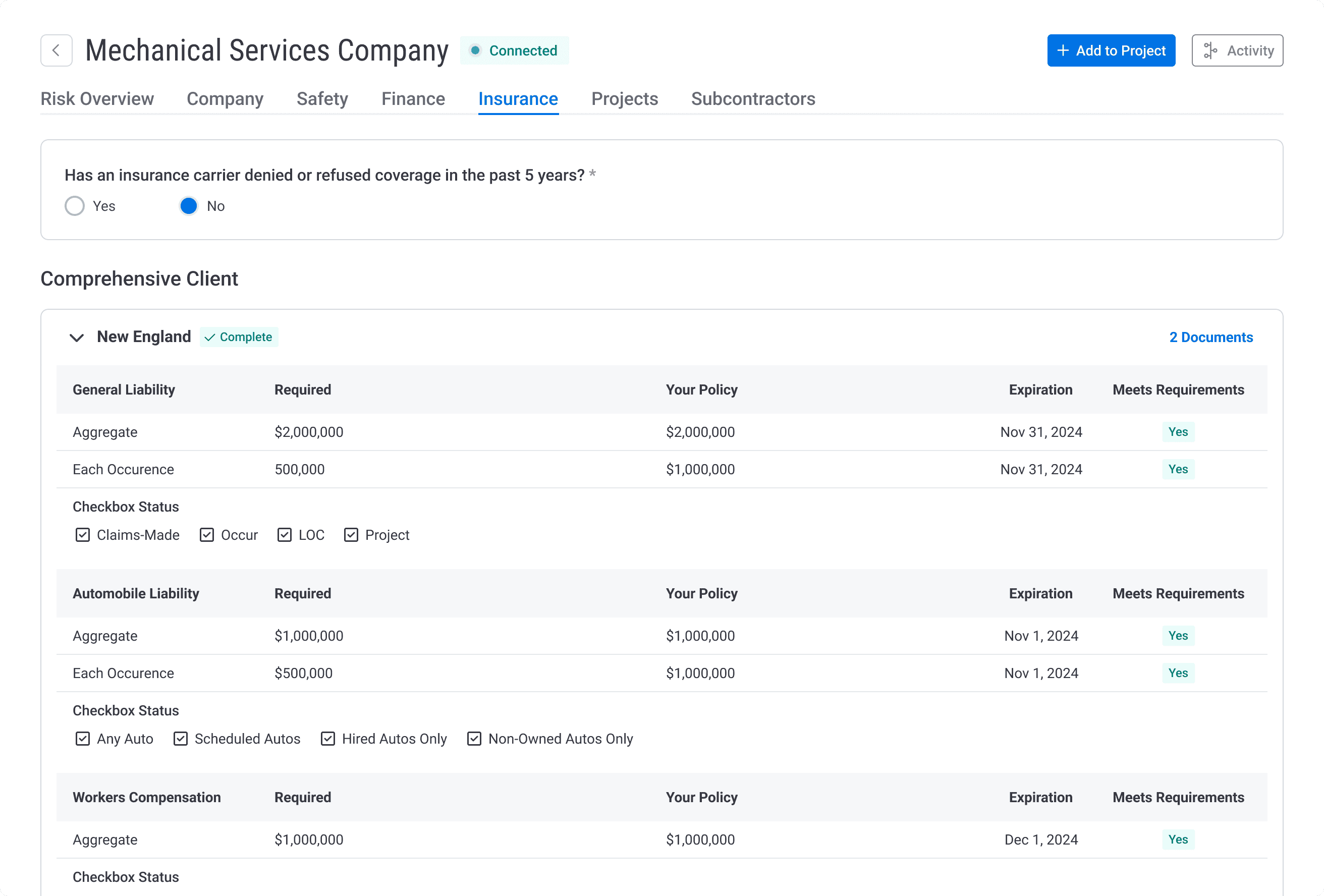 Certificate of Insurance Tracking Software for Construction